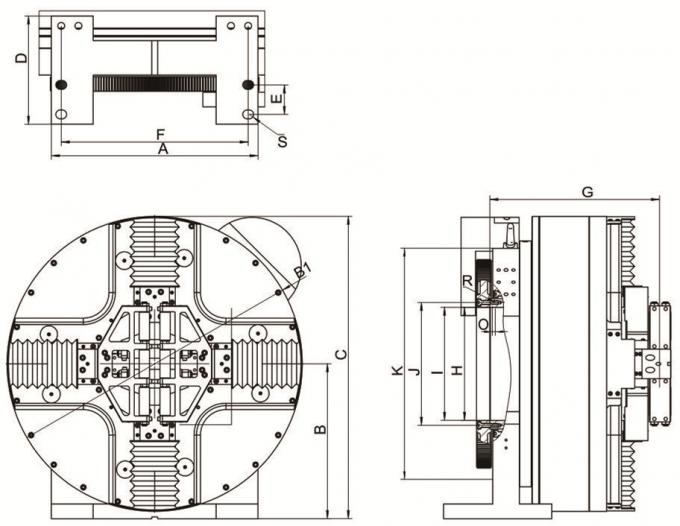 Full Stroke Pneumatic Rotary Chuck , Four Jaw CNC Machine Chuck