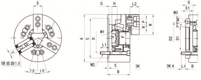 High Speed 3 Jaw Power Chuck Hydraulic Power Chuck With Hollow ...